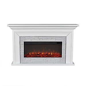 Real Flame Sonia Landscape Electric Fireplace with Remote Control - Realistic Fireplace Heater - White Indoor Fireplace (4830E-W)