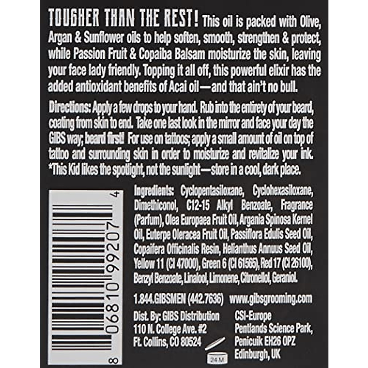 GIBS Grooming Colorado Kid Hair, Beard & Tattoo Oil, 1 Fl Oz