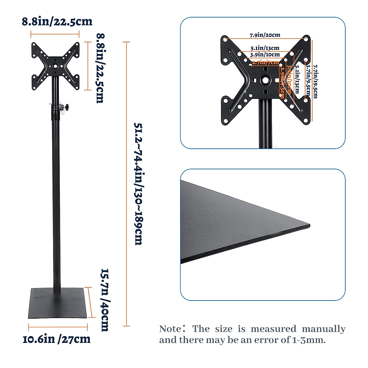 lesolar TV Floor Stand for 12 to 43 inch TVs Tilting Free Standing TV Mount VESA Stand with Height Adjustable and 360 Degree Swivel Floor TV Stand for Bedroom Living Room Corner