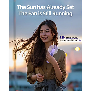 Cutnut Portable Handheld Fan, 3-Speed Foldable Mini Pocket Fan, USB-C 2000mAH Rechargeable Small Quiet Hand Fan, Personal Lash Fan for Travel, Outdoor, Home, Ideal Gifts for Women, Purple