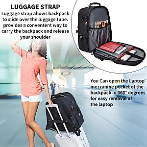 SHRRADOO Extra Large 52L Travel Laptop Backpack with USB Charging Port Fit 17 Inch Laptops for Men Women