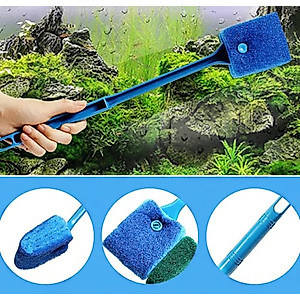 4PCS Fish Tank Aquarium Cleaning Tools Kit Aquarium Fish Nets Aquarium Fish Skimmer Net and Double-Sided Fish Tank Sponge Cleaning Brush