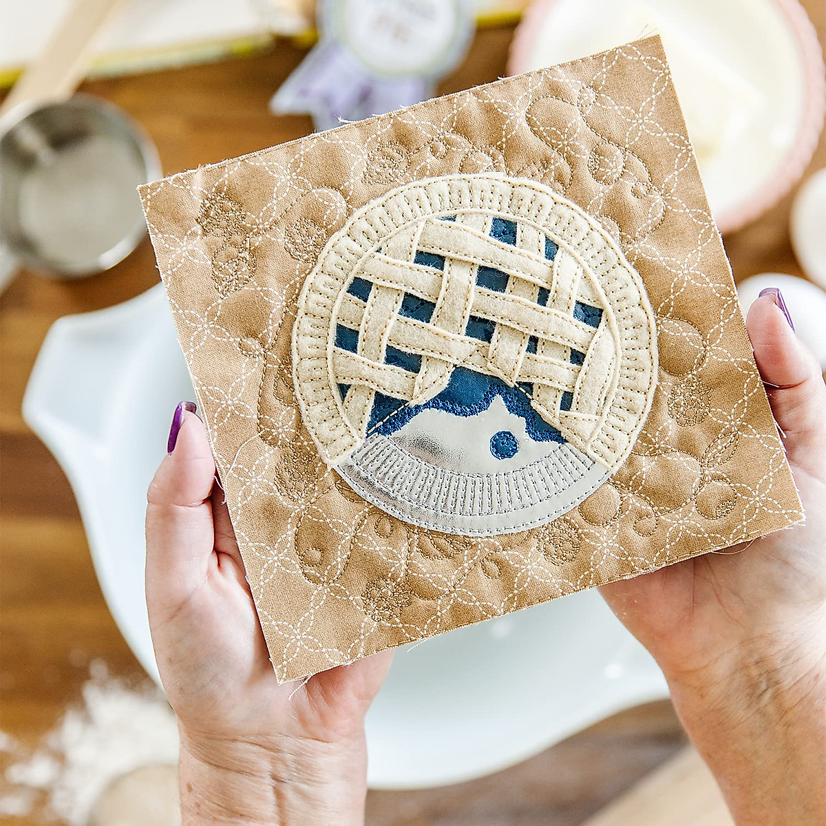 Kimberbell Embellishment Sweet As Pie Bench Pillow Kit: (15Pcs) Includes: Cork, String Leather, Felt, Flexi Foam, Vinyl, Pins, Pair with Bench Pillow Machine Embroidery Design KD5118