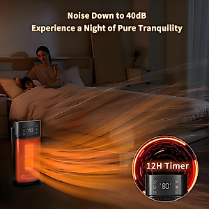 BNTET Portable Space Heater Indoor–Fast Heating, PTC Ceramic Heating with Remote, Electric Heater with Thermostat, 70°Oscillating, 12H Timer, Safety Protection, Ideal for bedroom, Office and Indoor