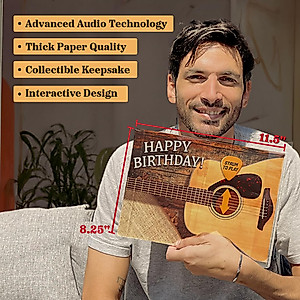 Interactive Music Birthday Card - Playable Musical Birthday Cards for Men, Unique Gift for Guitar Players, Drummers & Pianist, Musician Friends & Son, Musical Instrument Touch to Play (Guitar)