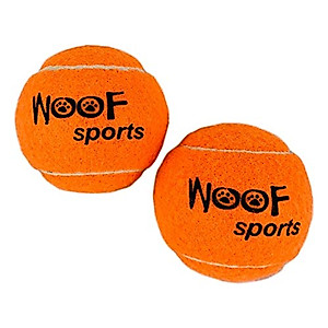 Dog Tennis Balls by Woof Sports - 12 Orange Tennis Balls for Dogs. Easy to Find! Includes Carrying Bag. Medium Size Balls Fits Standard Ball Launchers