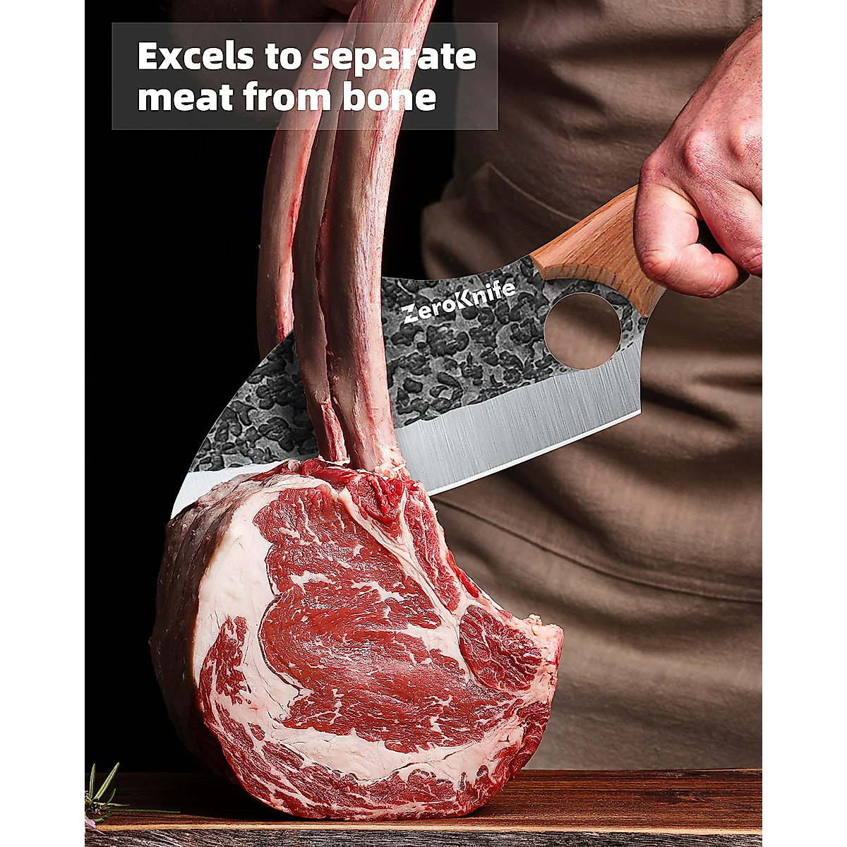 ZeroKnife Husk Chef Knife, Japanese Butcher Knife,Handmade Fishing Filet & Bait Knife, High Carbon Steel Japan knives Meat Cleaver for Kitchen Cooking, Hunting, Camping