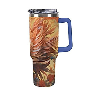 Phoenixs Chicken 40 Oz Car Cup Stainless Steel Travel Mug Leak-Proof Insulated Tumbler with Handle Deep Blue-style