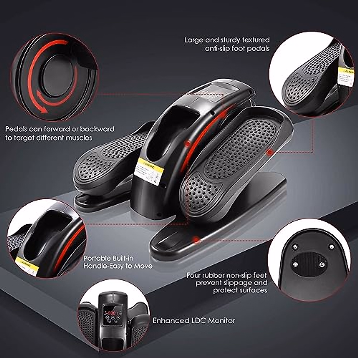 ANCHEER Under Desk Elliptical Machine, Leg Exercise Pro Machine Pedal Exerciser for Seniors as Seen on TV Portable Leg Exerciser While Sitting with Massage Pedal (Black)