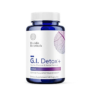 G.I. Detox+ Gentle Binder by Biocidin - GI Intestinal Cleanse with Silica, Apple Pectin, Humic Powder, Charcoal & Aloe - Assists in Toxin & Biofilm Removal - Vegan (60 Capsules)
