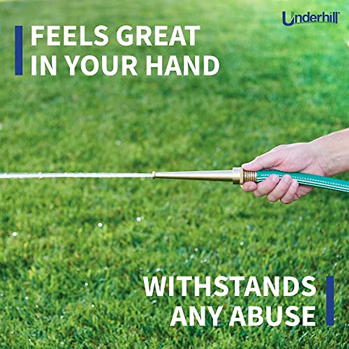 Underhill 6-Inch Garden Water Hose Nozzle, Sprayer, Jet, 7 GPM 80 PSI, 3/4-Inch Thread Inlet, High Pressure Attachment, Heavy-Duty Brass, Adjustable, PowerBlast Super Sweeper, SN6-75