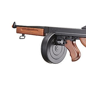 Airsoft Tommy Thompson Durable Submachine Gun WW2 Chicago Typewriter Full Auto SMG AEG with Extra Stick Magazines, Battery and Charger