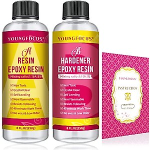 Epoxy Resin-16OZ Resin Kit, Epoxy Resin Crystal Clear-Not Yellowing and No Bubble Self Leveling Easy Mix 1:1 Casting & Coating for DIY Jewelry Making of The Art Resin & Epoxy Resin (16oz)