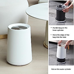 LEASYLIFE 10 L/2.6Gallen,Swing Lid Trash Can,Metal Garbage Can with Flipping Lid,for Bathroom, Kitchen,Living Room,Bedroom,Hotel (White)