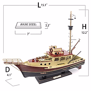 NAUTIMALL Jaws Orca Wooden ship model Shark Fishing Boat Pre-assembled Antique finish sailboat decor (Orca-15inch)