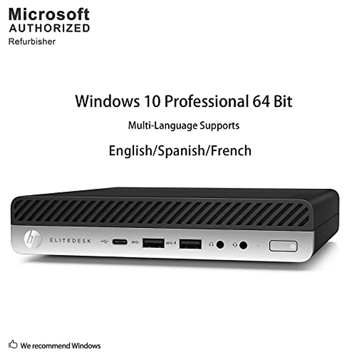 HP EliteDesk 800 G3 Mini Business Desktop PC Intel Quad-Core i5-6500T up to 3.1G,16G DDR4,256G SSD,VGA,DP Port,Windows 10 Professional 64 Bit-Multi-Language-English/Spanish (Renewed)