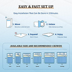 EGOHOME California King Mattress 14 Inch Cooling Gel Memory Foam, Fiberglass Free, Mattress Bed in a Box for Back Pain Relief, Medium Firm, CertiPUR-US Certified, 72”x84”x14”, White