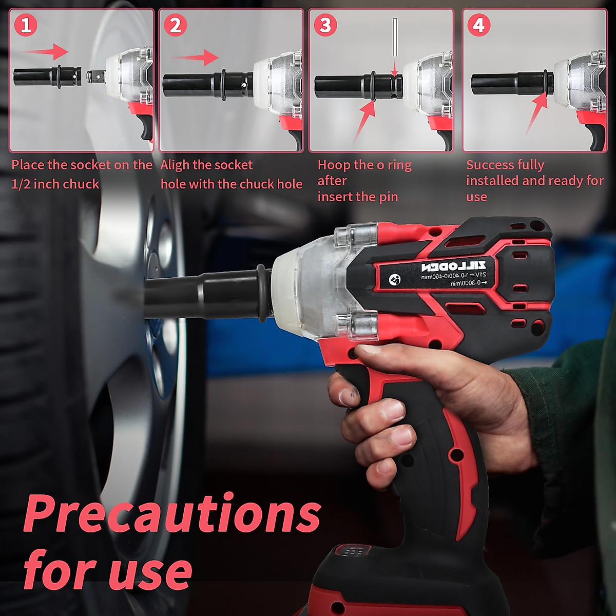 Cordless Impact Wrench, 21V Wrench Electric, 1/2 Impact Gun with 4-Mode Speed, Pistola de Impacto,Screwdrivers and Wrench 3-in-1, 331Ft-lbs(450N.m) Brushless, Power Impact Wrenches for Furniture, Cars