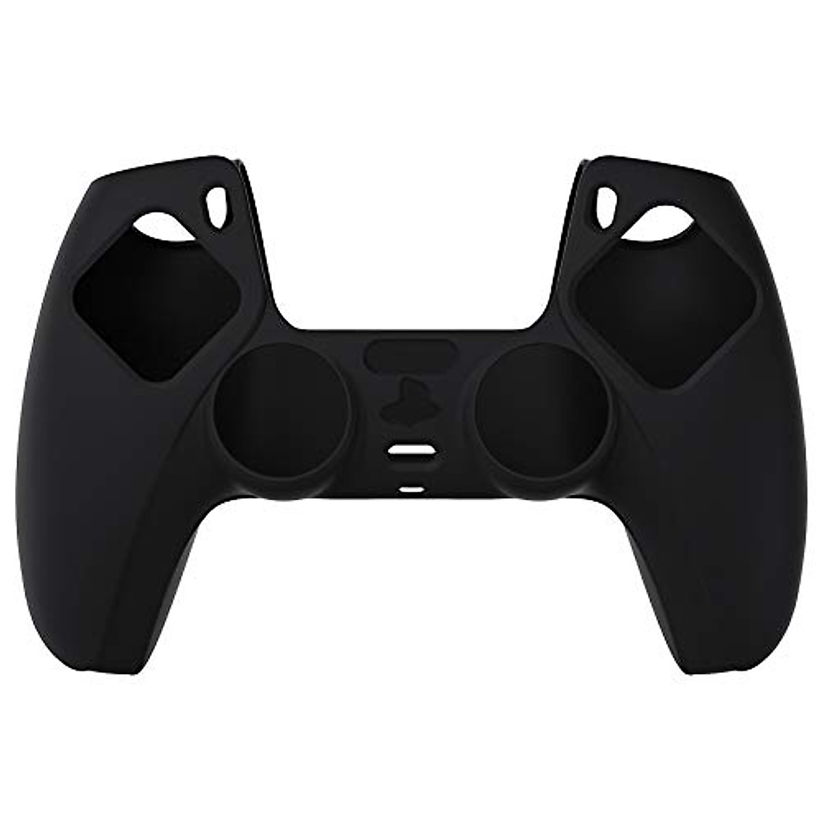 PlayVital Black Pure Series Anti-Slip Silicone Cover Skin for ps5 Controller, Soft Rubber Case for ps5 Wireless Controller with Black Thumb Grip Caps