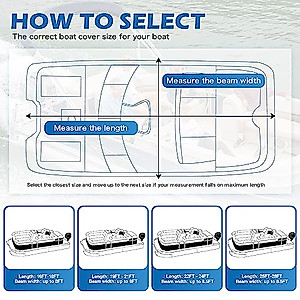 Solim Trailerable 800D PU Heavy Duty Pontoon Boat Cover, 22-24ft Waterproof Marine Grade Oxford UV Resistant Polyester Canvas Cover, Boat Cover for Pontoon with Adjustable 14 Tie Down Straps, Gray