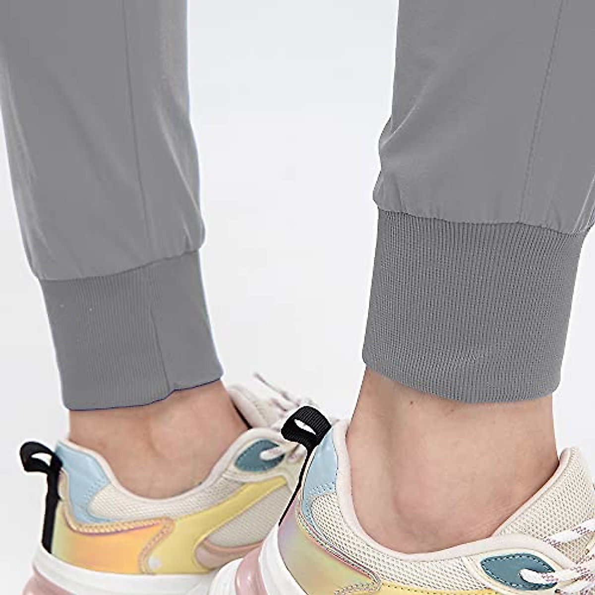 Scrubs Set for Women Joggers V-Neck Pocket Top Uniforms Athletic Stretch Set Workwear Drawstring Threaded Pant Legs