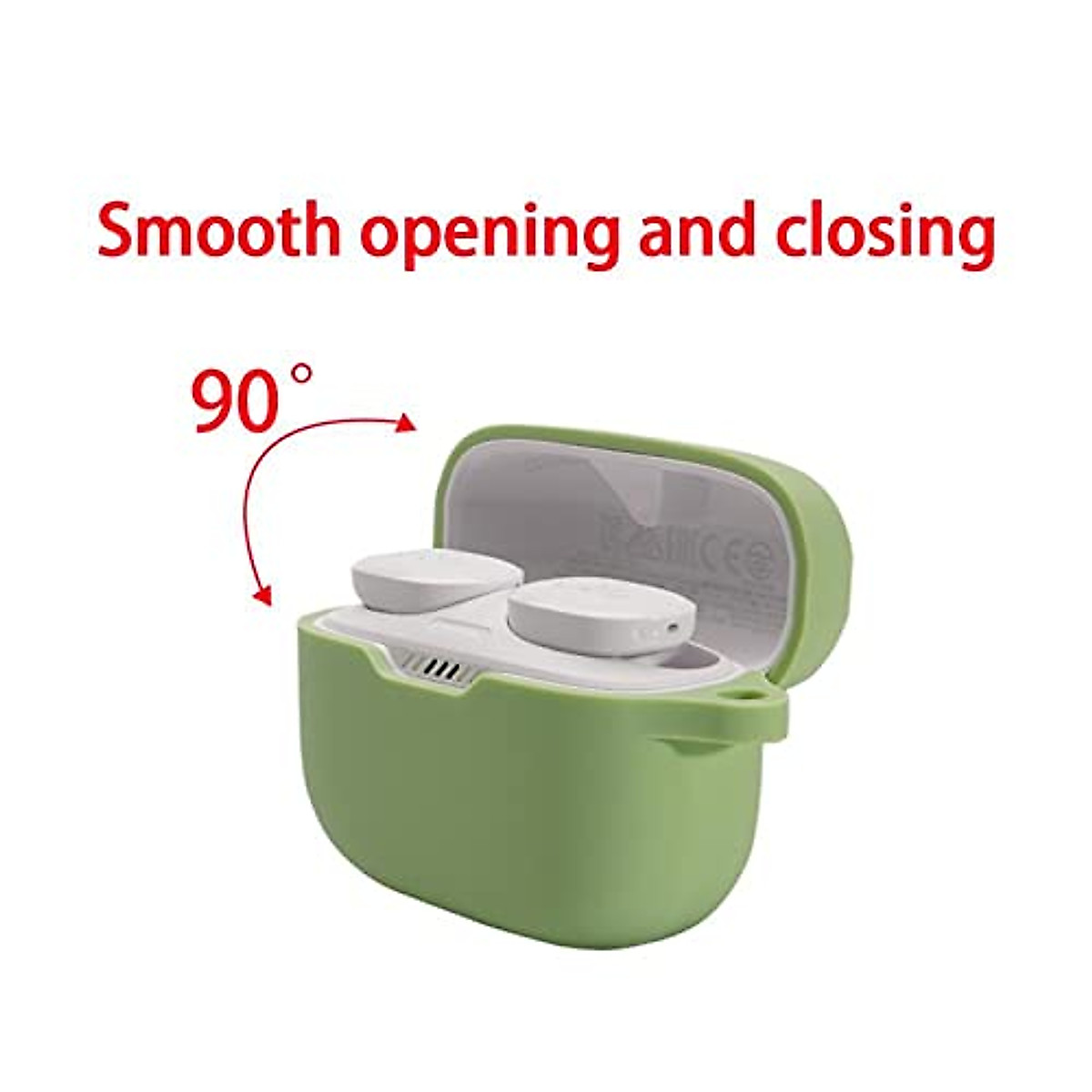 Soft Silicone Protective Case Cover Compatible with JBL Tune 130NC TWS True Wireless Earphones Shockproof Portable Cover with Carabiner（Black）