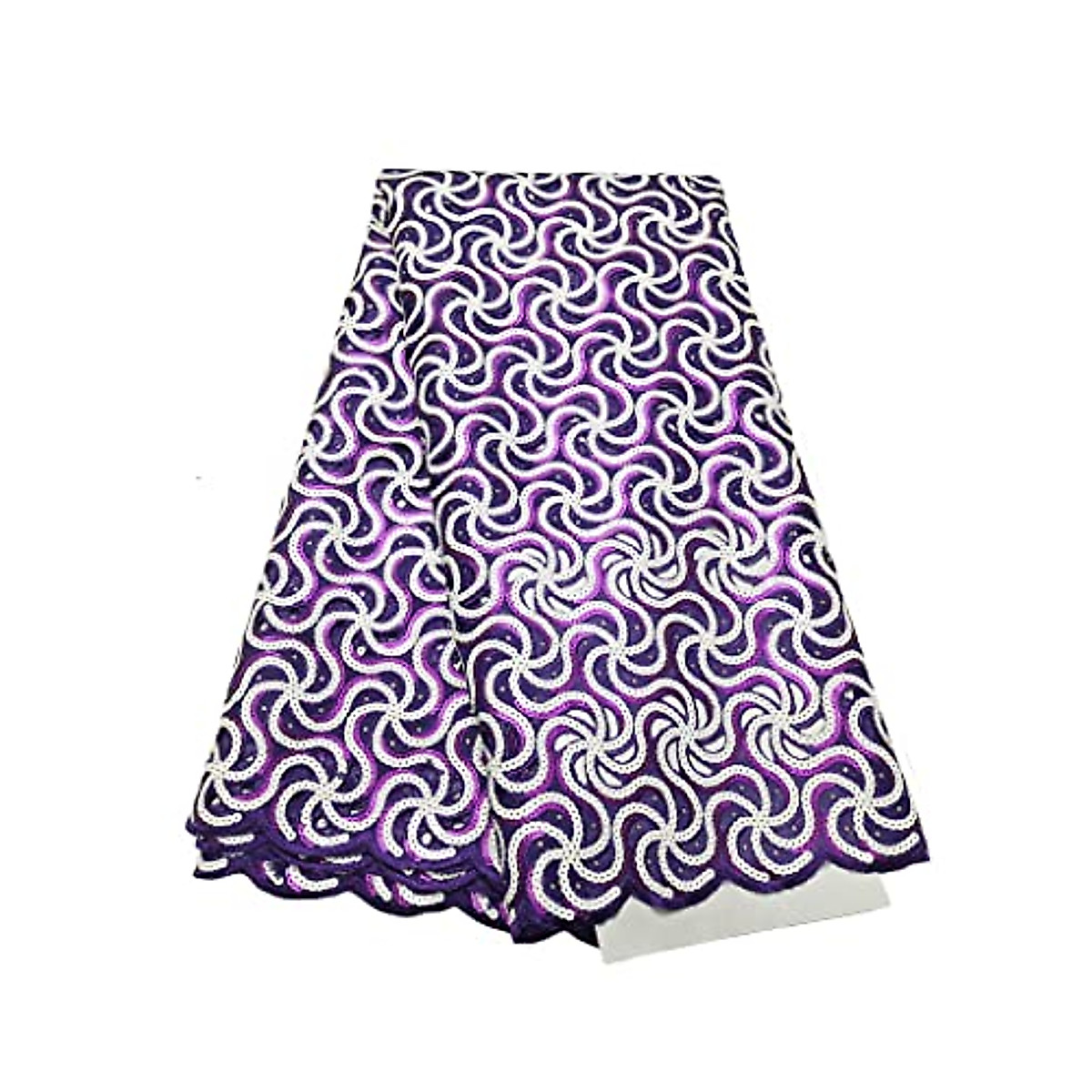 Bestway Lace Sequin African Lace Fabric 5 Yards Handcut Lace Luxury Nigerian Wedding Party Asoebi Fabrics Material (Purple)