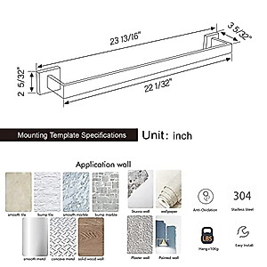 BANOLUX Bath Towel Holder Thicken 24 Inch Single Towel Bar for Bathroom, Bathroom Accessories Heavy Duty Wall Mounted, Matte Black