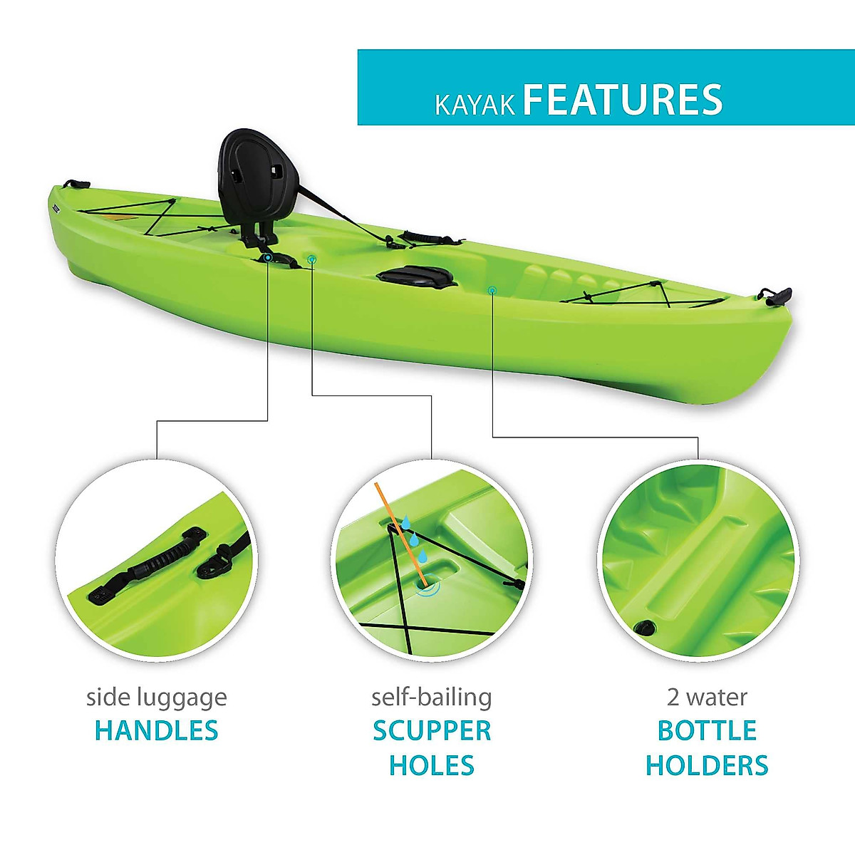Lifetime Tioga Sit-On-Top Kayak with Paddle, Lime, 120"