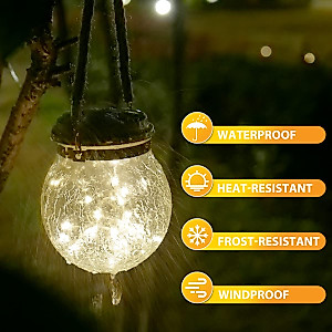 Frdvegd Hanging Solar Lantern Decorative Outdoor Waterproof Light for Garden Yard Lawn Decorations Led Lamp Decor Tree 2 Pack 4.7X4.7X5.5 inch