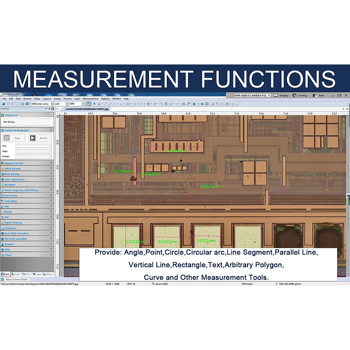 KOPPACE 174X-1745X Light and Dark Field Electron Metallographic Microscope 18 Million Pixels Measuring Camera