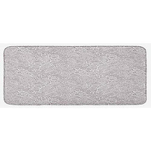 Ambesonne Paisley Kitchen Mat, Middle Eastern Ethnic Vintage Floral Pattern Leaves Classic Bohemian Pastel, Plush Decorative Kitchen Mat with Non Slip Backing, 47" X 19", Pale Mauve Coconut