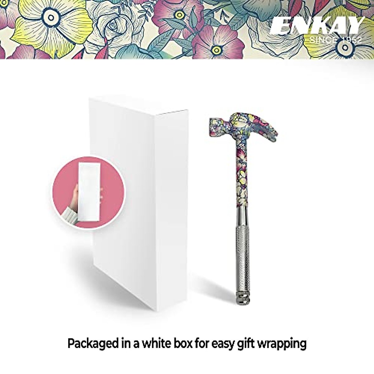 ENKAY - 6 in 1 Floral Hammer and Screwdriver, Multifunction Claw Hammer Tool with Flower Print (Pattern 3)