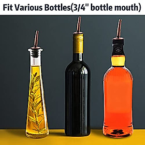 6 Pack Liquor Bottle Pourers, Bottle Pourers for Alcohol with Cleaning Brush, Stainless Steel Liquor Pourers with Rubber Dust Caps, Weyexpert Liquor Pour Spouts Copper, Dishwasher Safe