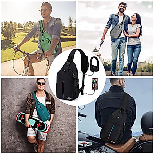 Lumesner Sling Bag Crossbody Sling Backpack with USB Charging Port,Water Resistant Shoulder Bag for Men Women,Lightweight One Strap Backpack Chest bag for Hiking,Cycling,Biking