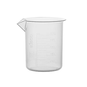 EISCO Plastic Beaker, 100ml - Polypropylene Plastic - Raised Graduations, Tapered Spout - Euro Design