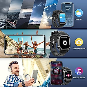 Smart Watch for Men Fitness Tracker: (Make/Answer Call) Bluetooth Military Smartwatch for Android Phones iPhone Waterproof Outdoor Digital Sport Run Tactical Watches Step Counter Heart Rate Monitor