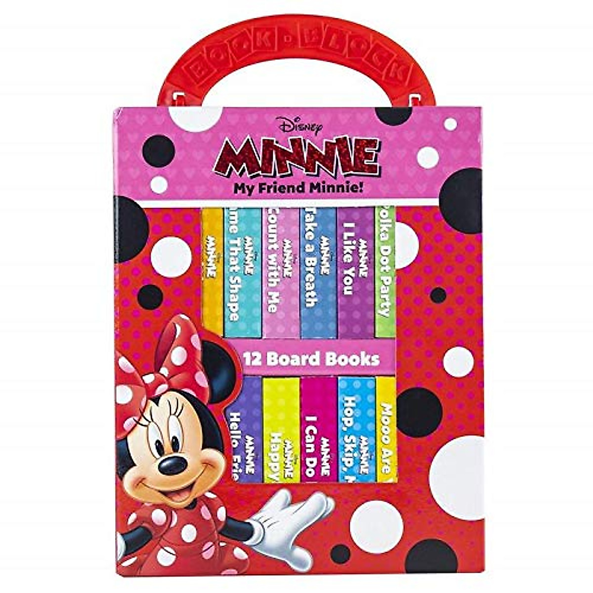 Disney Minnie Mouse Board Books Set Toddlers Babies Bundle ~ Pack of 12 Chunky My First Library Board Book Block with Stickers (Minnie Mouse Books for Infants)