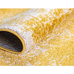 Unique Loom Bromley Collection Area Rug - Wells (96" Round, Yellow/ Ivory)