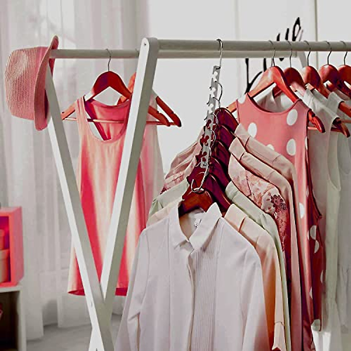 RAbrand Metal Magic Hangers Clothes Hangers Closet Space Saving Hanger Wardrobe Clothing Hanger Organizer Cascading Hangers Stainless Steel Hangers Updated Hook Design