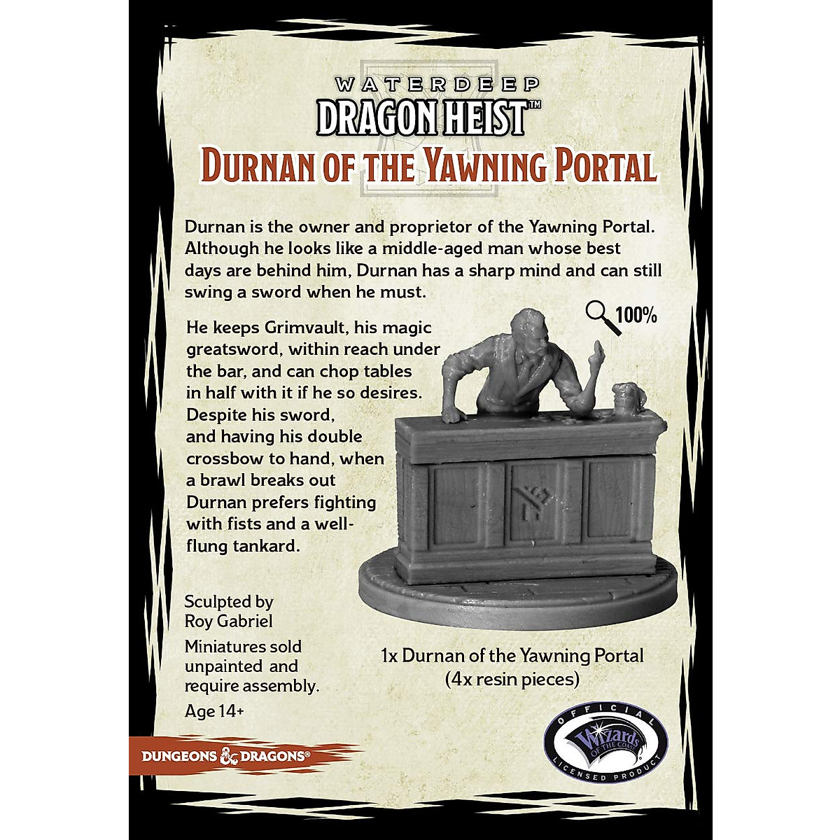 Gale Force Nine Dungeons & Dragons Waterdeep Dragon Heist: Durnan of The Yawning Portal (1 Fig) Collector's Series Miniature, Multicolor