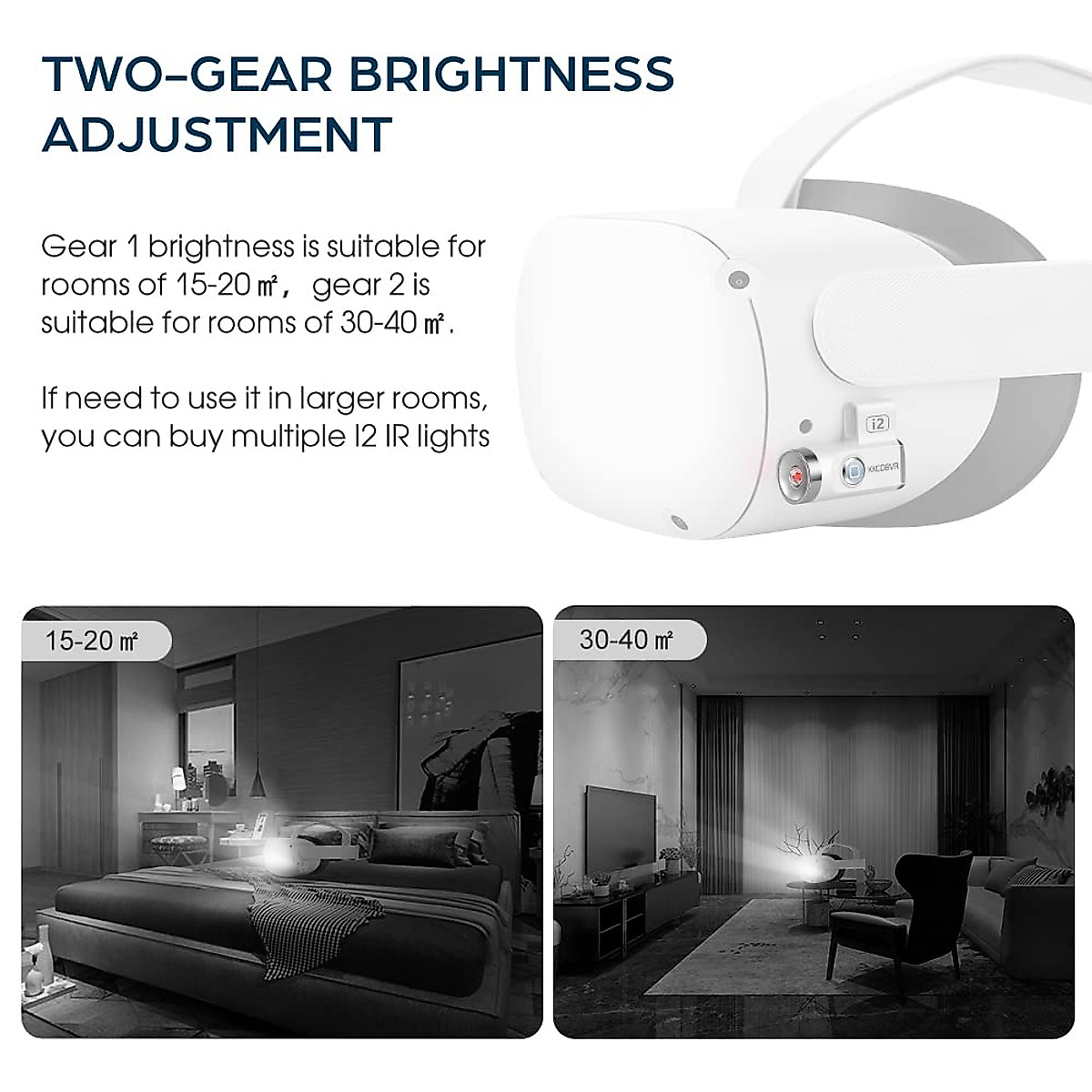 KKCOBVR Q2PRO IR Battery Head Strap with i2 Illuminator Infrared Light Compatible for Meta Quest 2