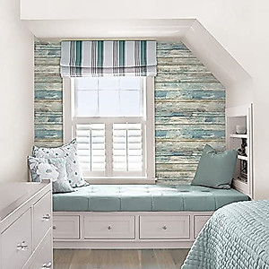 practicalWs Wood Wallpaper Rustic Self-Adhesive Removable Faux Wood Peel and Stick Wallpaper Distressed Wood Plank Grain Shiplap Wall Paper Vintage Wood Panel 11.8''x78.7'' Roll