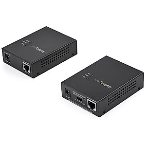 StarTech.com 1 Port GbE PoE Injector & Splitter Kit - 60W High Power Over Ethernet Injector 100m/12-24V DC Splitter 802.3bt Midspan Single Port Ultra PoE LAN/RJ45 Security/Monitoring (UPOESPLT1G)