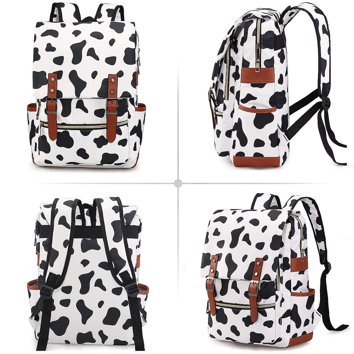 Junlion Cow Slim Backpack Gift for Girls School Bag College Daypack Travel Rucksack