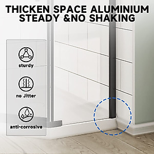 SUNNY Shower Door 36.7 in. x 71.8 in. Frameless Neo-Angle Pivot Shower Doors in Black Finish, 1/4 in. Clear Glass Corner Shower Enclosure