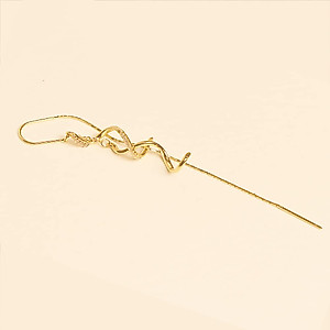 Sonateomber Gold Long Spiral Chain Dangle Threader Earrings for Women Dainty Cute Cubic Zirconia Geometric Curve Twisted Drop Dangly Thread Earrings Jewelry Prom Gifts