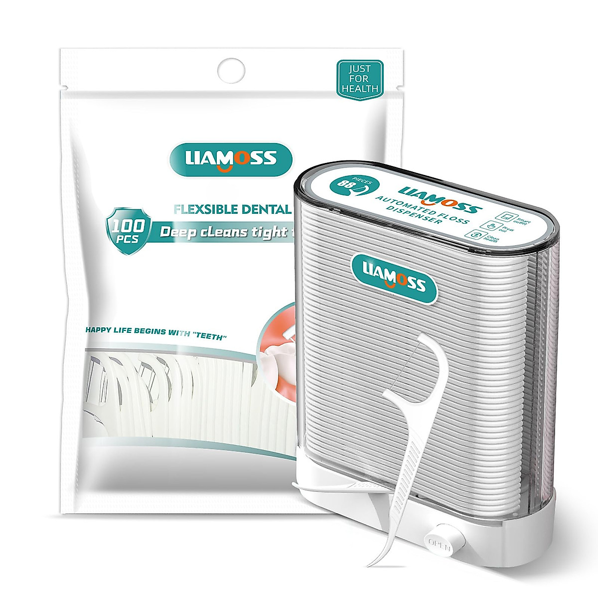LIAMOSS Dental Floss Dispenser-Adult Unbreakable and Shred-Resistant Flossers-188 Count Professional Toothpicks Sticks-Perfect Dental Tools for Super Clean Teeth