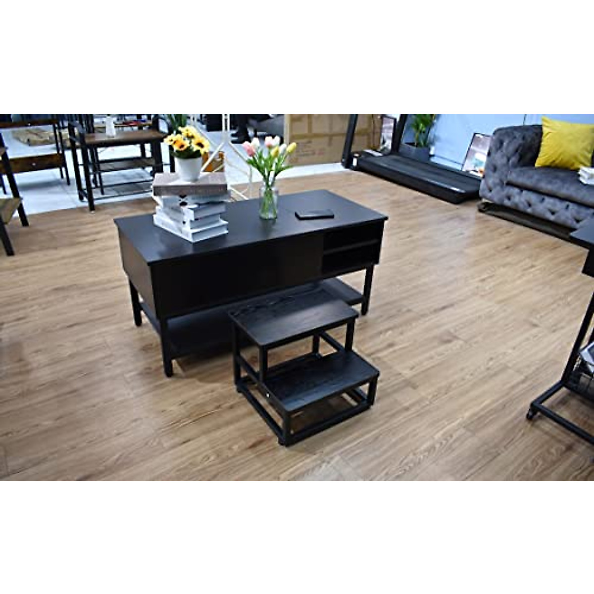 YAKANJ Step Stools for Adults Kids, Heavy Duty Sturdy Metal Frame Hold Up to 500 Lbs Capacity for Kitchen Bathroom Bedroon -Black