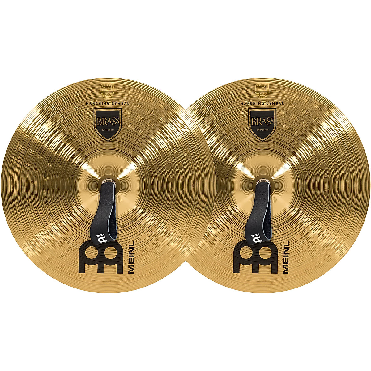 Meinl 13” Marching Cymbal Pair with Straps - Brass Alloy Traditional Finish - Made In Germany, 2-YEAR WARRANTY (MA-BR-13M)